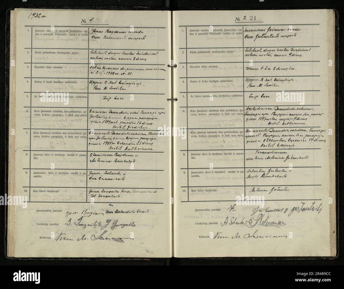 Upynos RKB 1929-1937 santuokos metrikų knyga 022 Stock Photo - Alamy