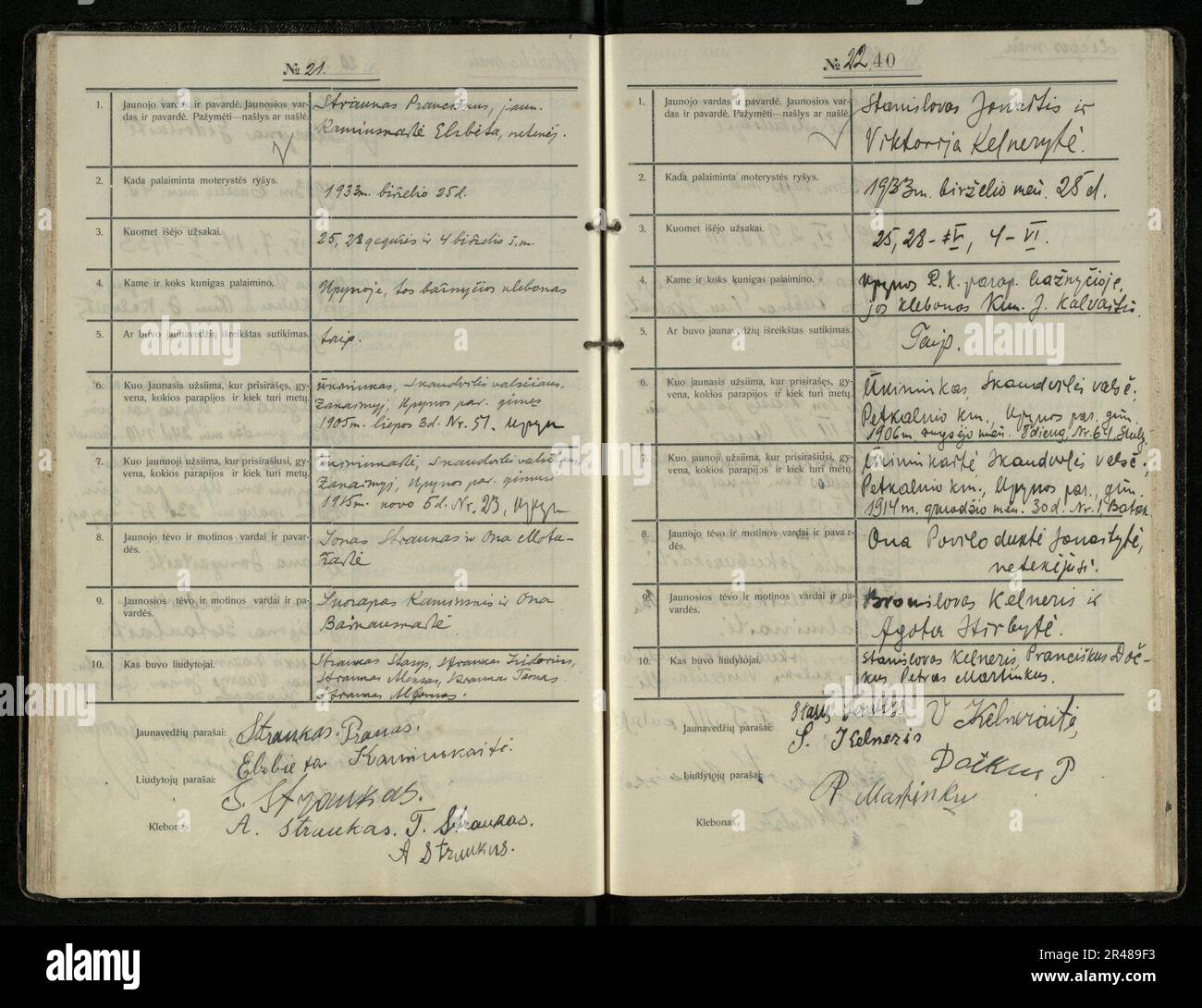 Upynos RKB 1929-1937 santuokos metrikų knyga 041 Stock Photo - Alamy