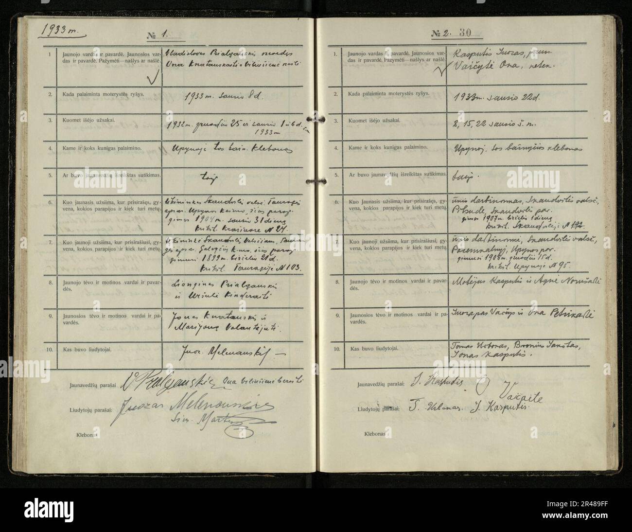 Upynos RKB 1929-1937 santuokos metrikų knyga 031 Stock Photo - Alamy