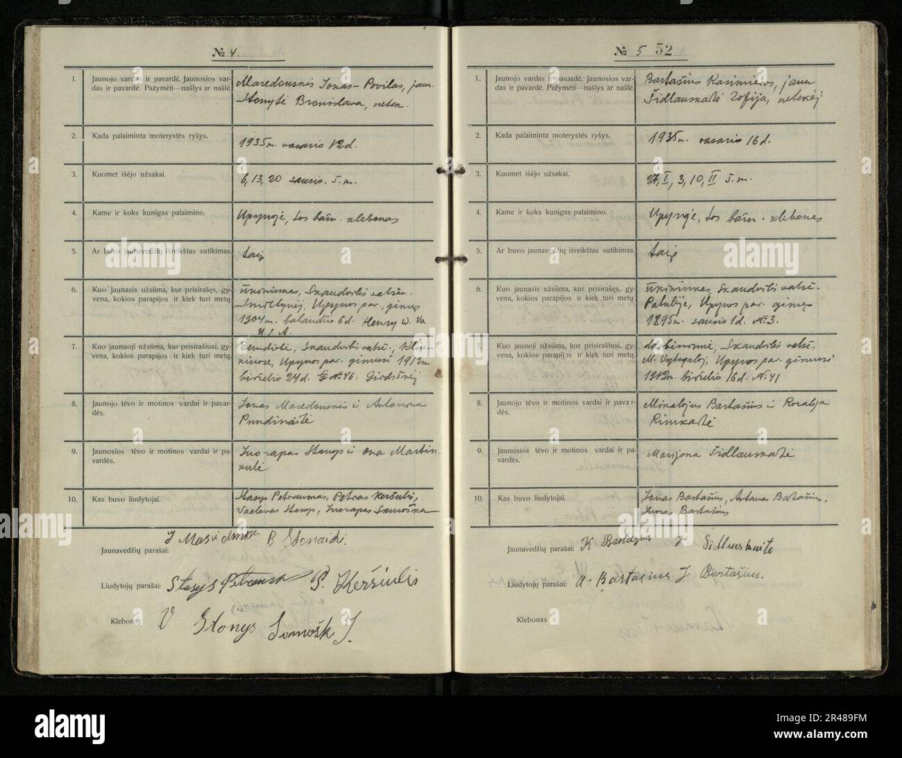 Upynos RKB 1929-1937 santuokos metrikų knyga 053 Stock Photo - Alamy