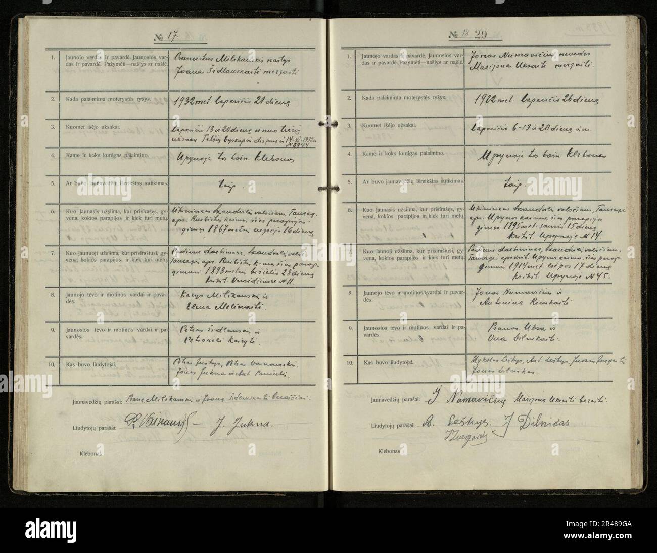 Upynos RKB 1929-1937 santuokos metrikų knyga 030 Stock Photo - Alamy