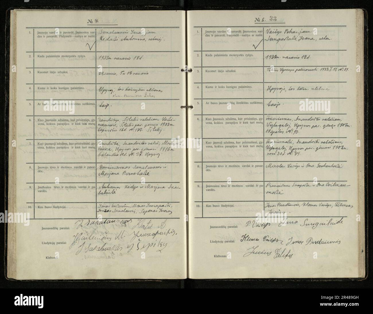 Upynos RKB 1929-1937 santuokos metrikų knyga 034 Stock Photo - Alamy