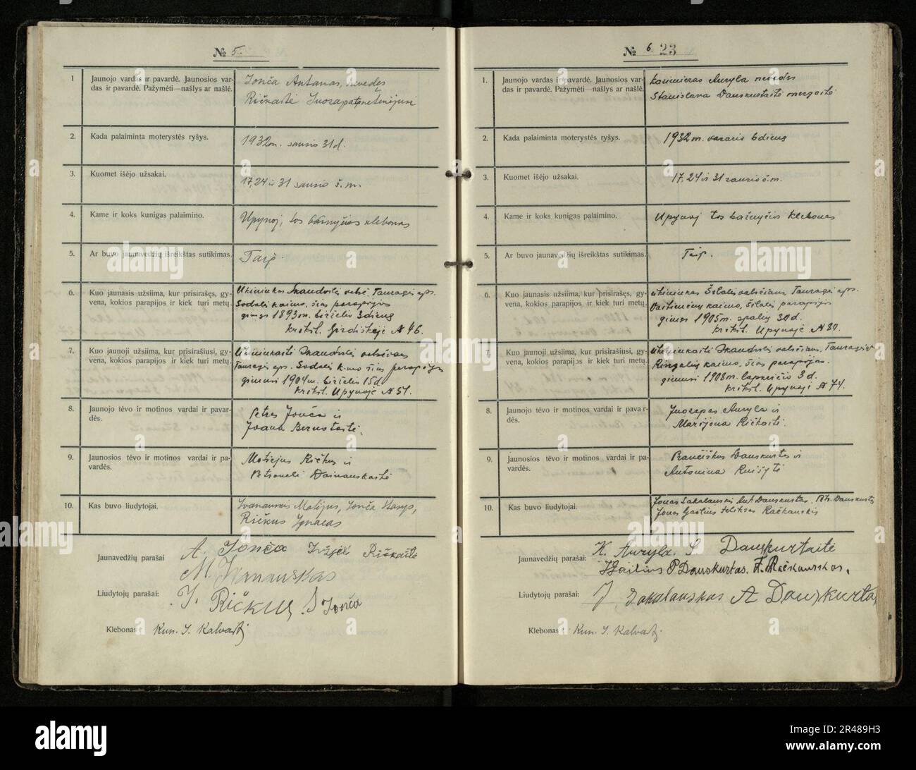 Upynos RKB 1929-1937 santuokos metrikų knyga 024 Stock Photo - Alamy