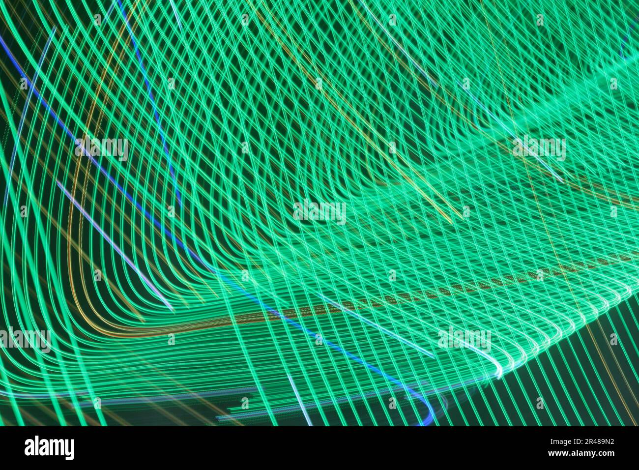 A large display featuring a pattern of red and green lights radiating ...