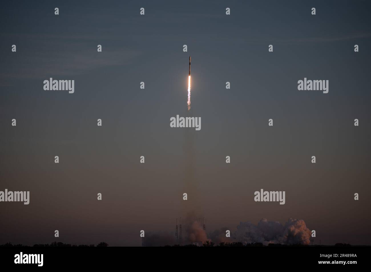 A SpaceX Falcon 9 rocket carrying the GPS III SV06 payload launches ...