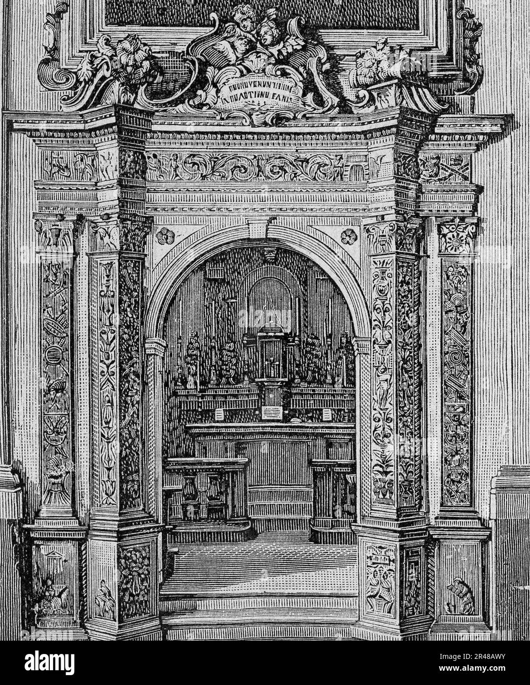 Urbino – Cappella del Sacramento nella chiesa di San Francesco (xilografia Stock Photo - Alamy