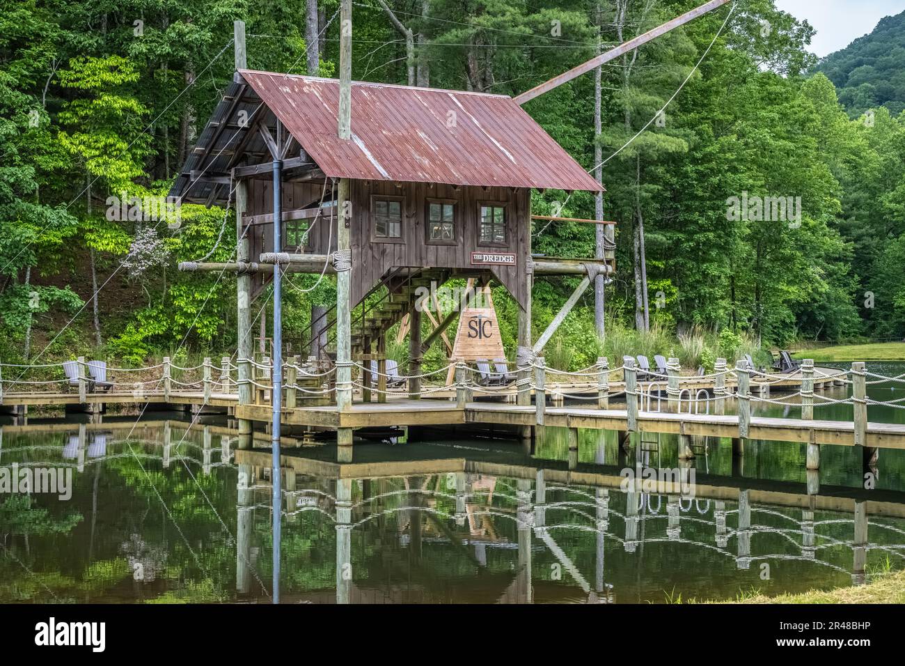 Rope swing platform at SharpTop Cove, a North Georgia Mountains ...