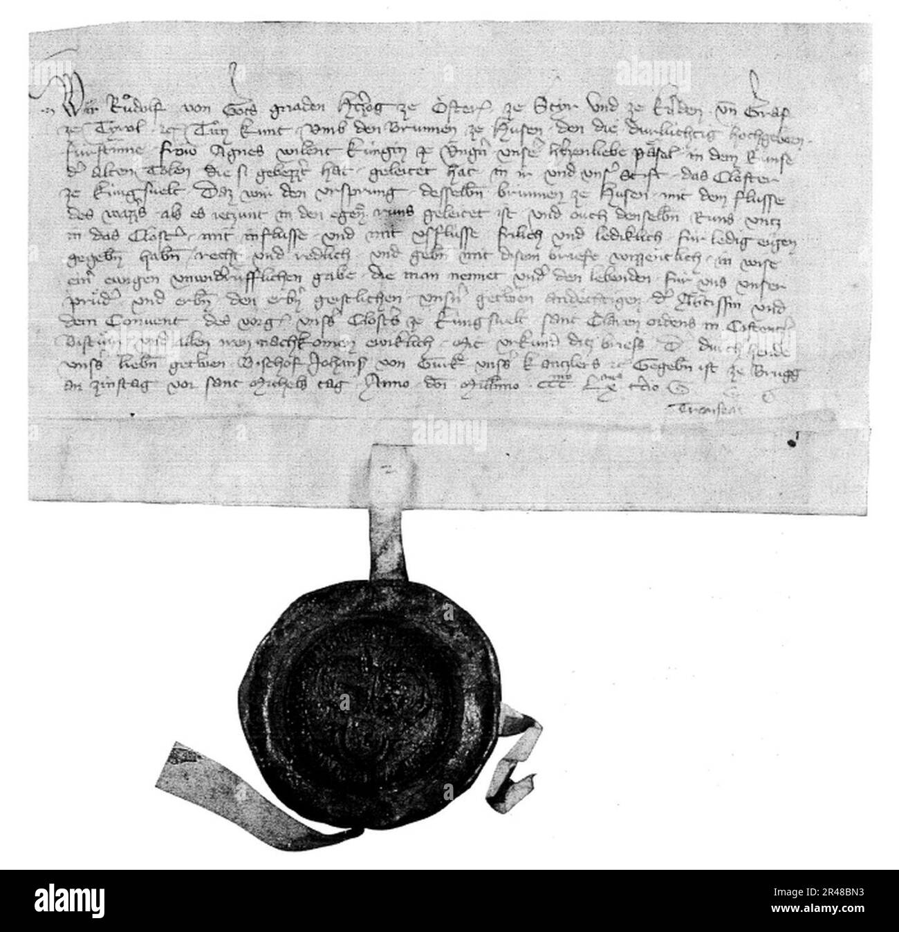 Urkunde-Rudolf IV von Oesterreich-1363 Stock Photo - Alamy
