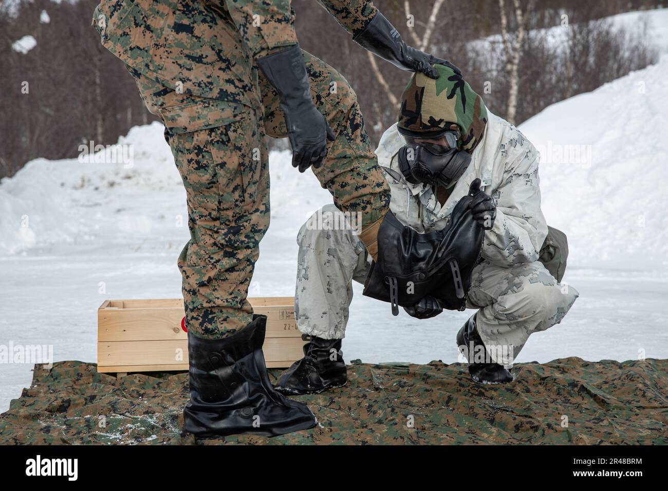 U.S. Marine Corps Cpl. Justin Dickison (left), a chemical, biological ...