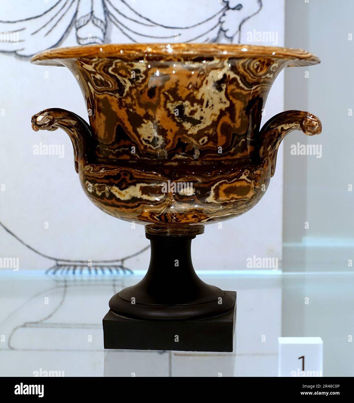 Urn on black basalt base, 1769-1772, solid agate - Wedgwood Stock Photo ...