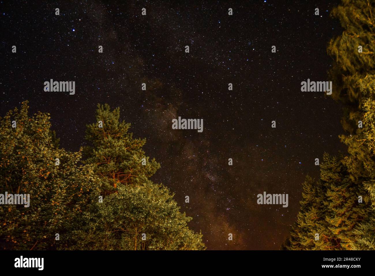 A scenic view of the night sky featuring the Milky Way galaxy ...