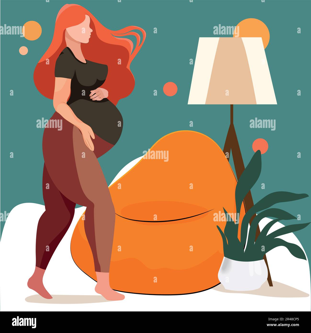 Pregnant woman, concept vector illustration in cute cartoon style ...