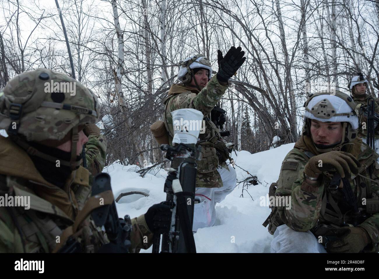 A U.S. Army infantry squad leader, center, with Blackfoot Company, 1st ...