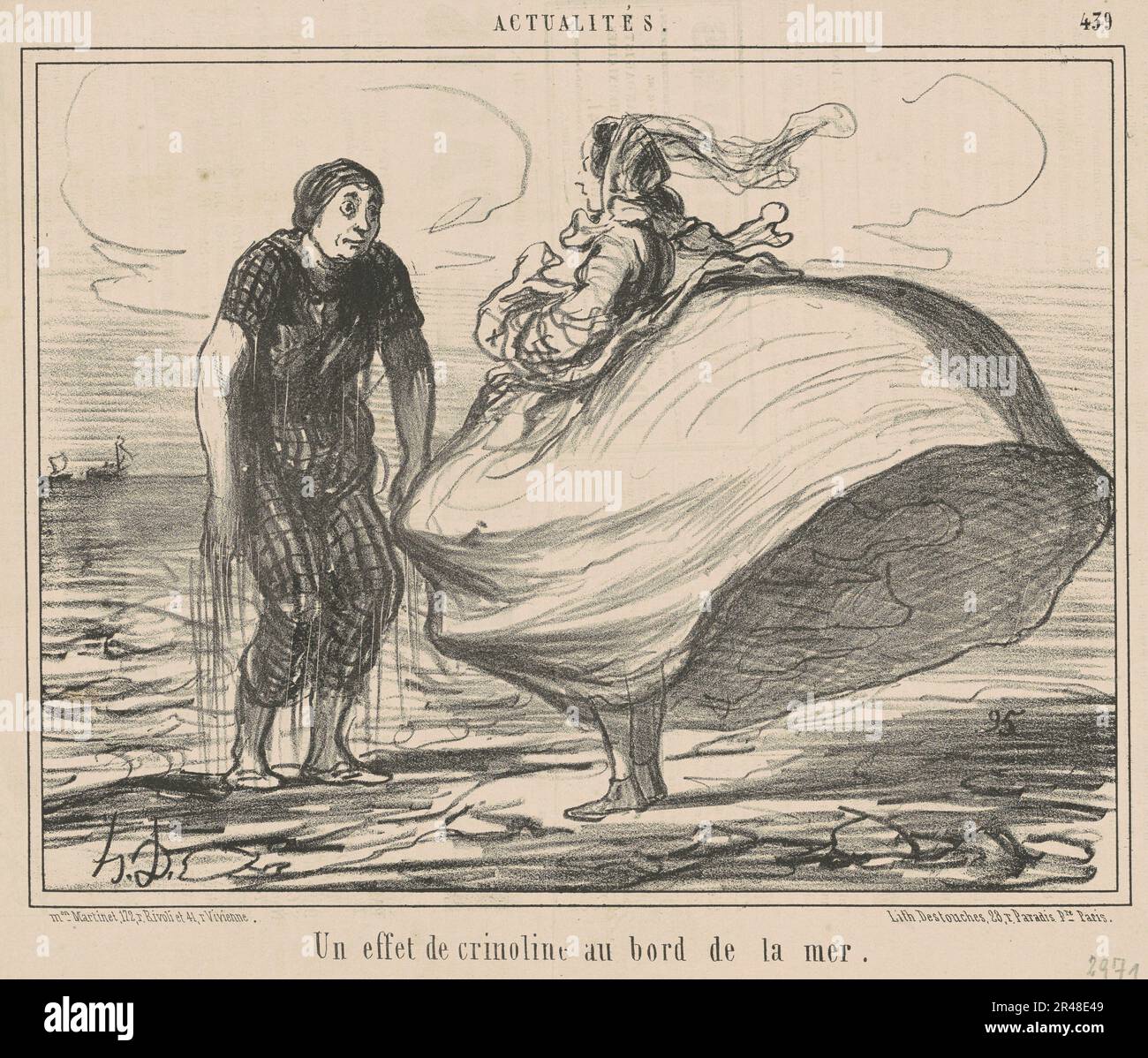 Un effet de crinoline au bord de la mer, 19th century.A crinoline ...