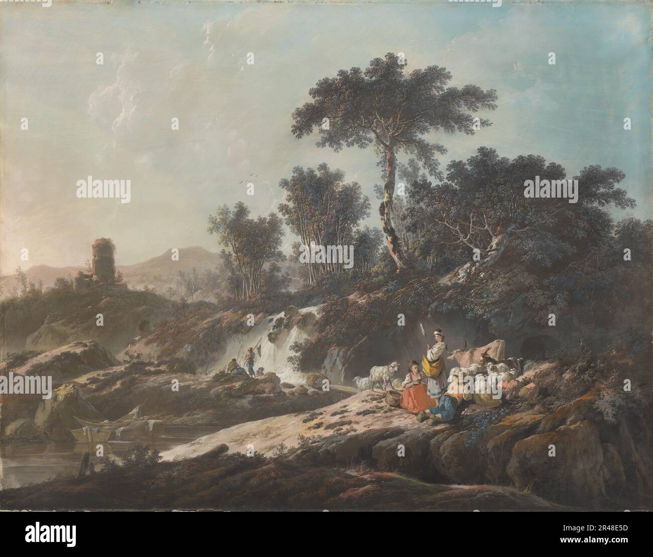 Shepherds Resting by a Stream, 1779 Stock Photo - Alamy