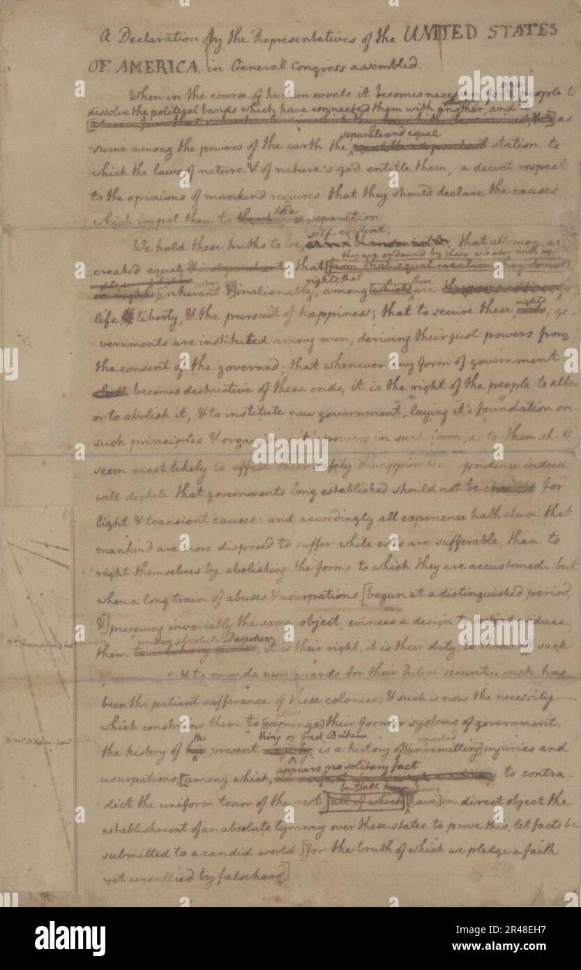 Draft of the declaration of independence hi-res stock photography and ...