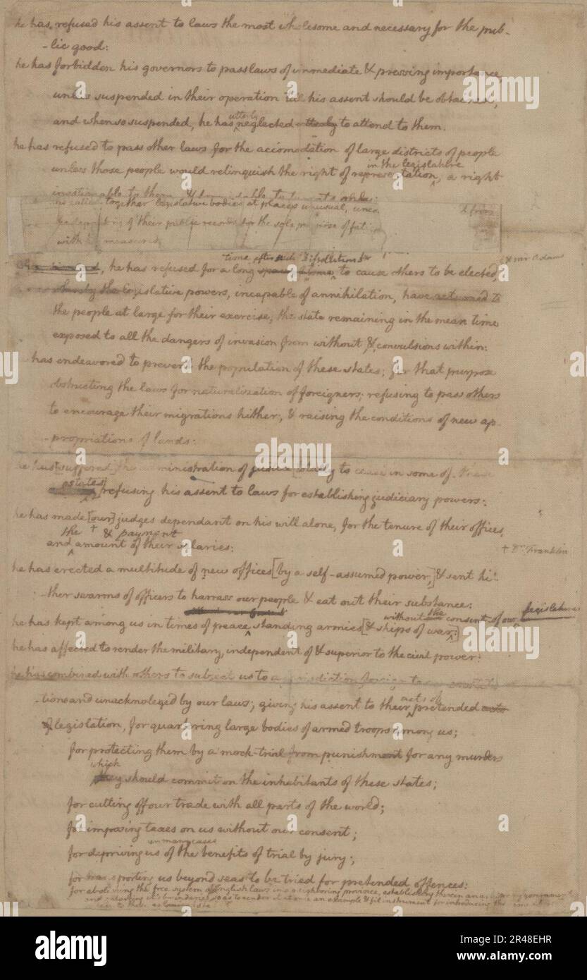 US Declaration of Independence draft 3 Stock Photo - Alamy
