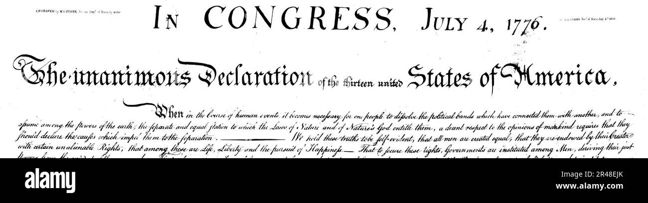 US Declaration of Independence Preamble 5000w Stock Photo - Alamy