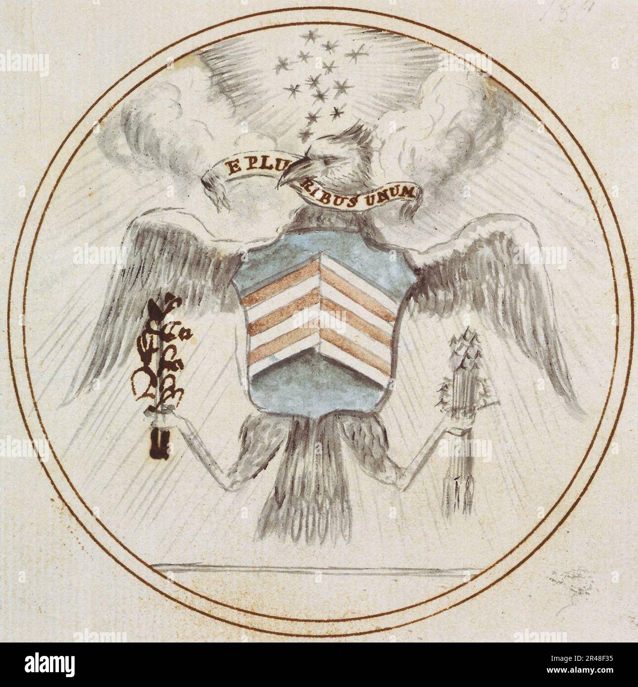 US Great Seal Charles Thomson Preliminary Design Stock Photo - Alamy