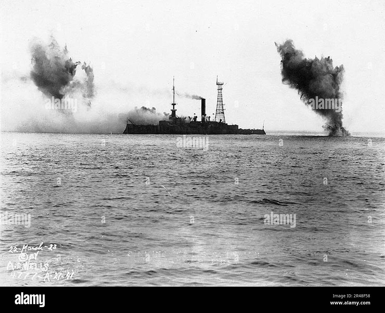 US Iowa (BB-4) Becomes Radio-controlled Target Ship In 1923 Stock Photo ...