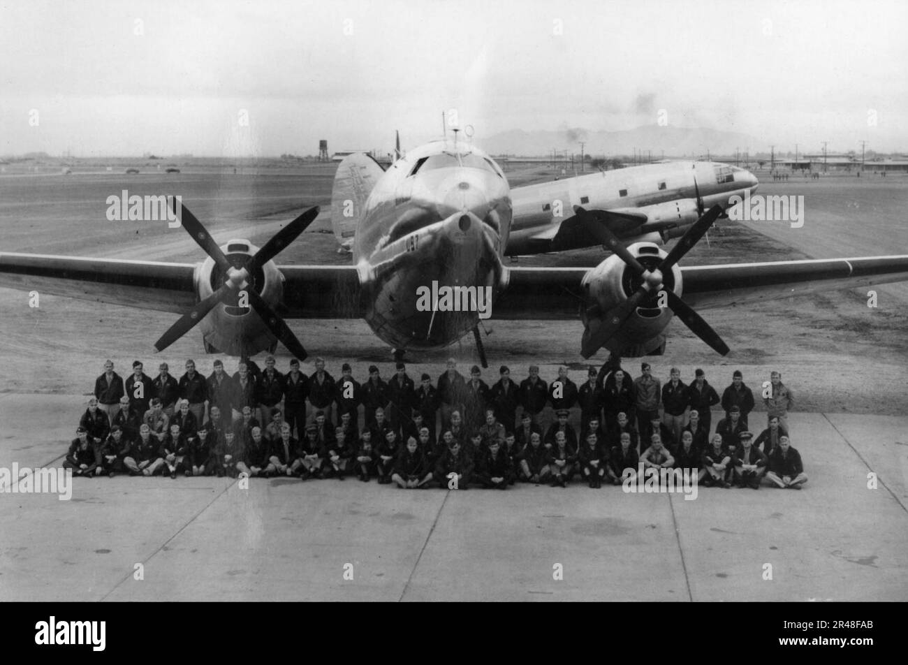 US Marine VMR officers with Curtiss R5C-1 c1944 Stock Photo - Alamy