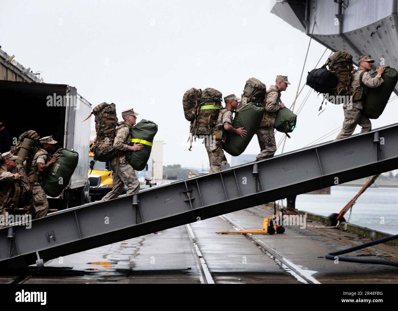 US Marines deploying to Mediterranean Sea board amphibious assault ship ...