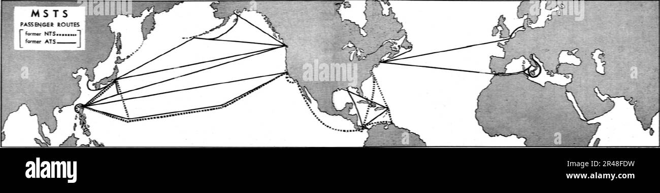 US Military Sea Transportation Service passenger ship routes in 1949 ...
