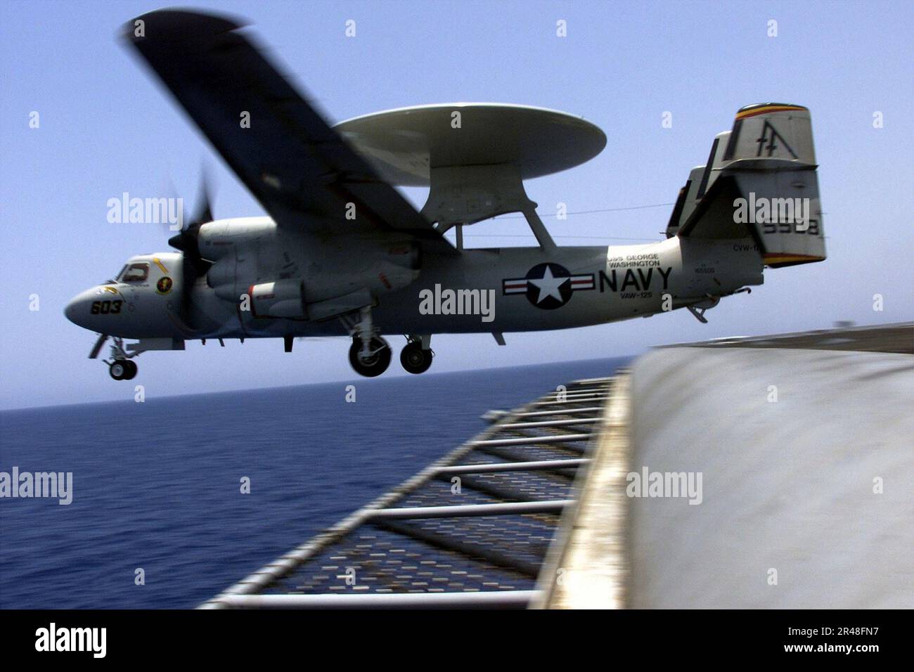 US Navy An E-2C Hawkeye, from VAW 125 lifts off from the flight deck of ...