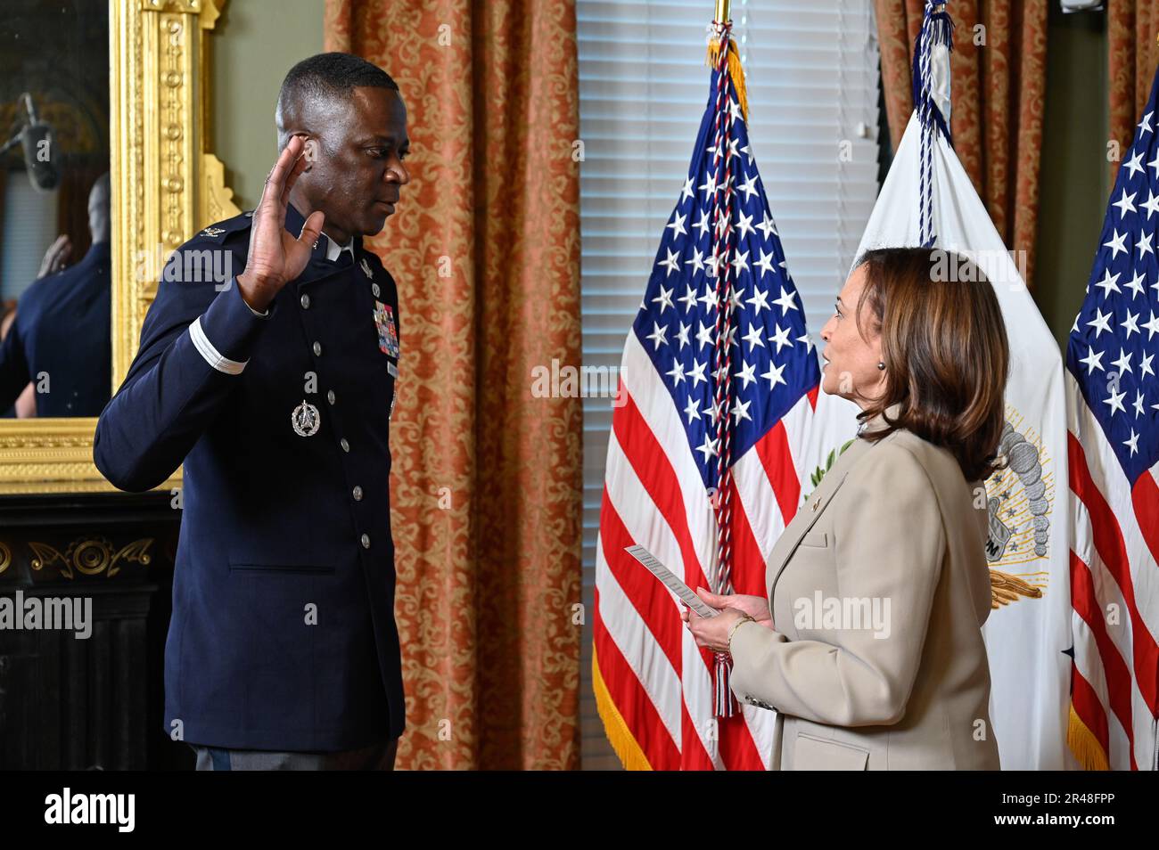 Space Force Col. Jacob Middleton recites his oath of office to Vice ...