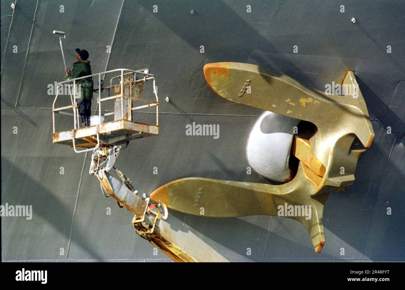 US Navy Golden Anchor on aircraft carrier Stock Photo - Alamy