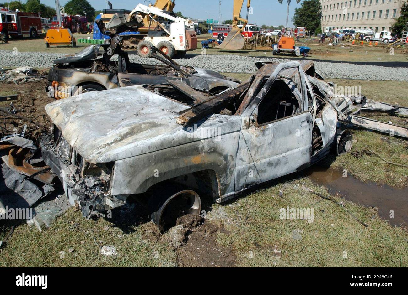 US Navy destroyed vehicles at destruction zone of Pentagon Stock Photo ...
