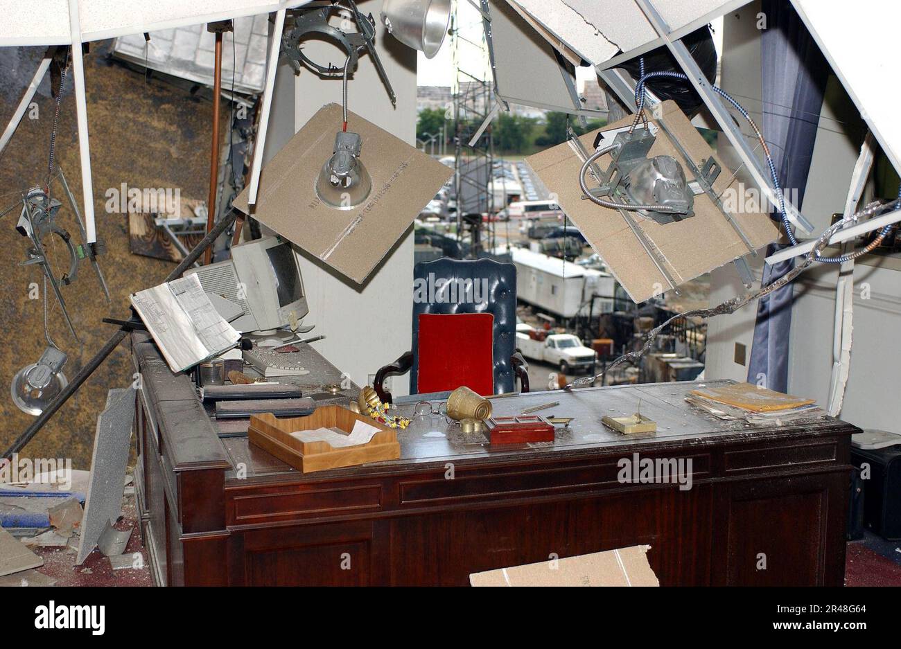 US Navy Damaged office inside the Pentagon Stock Photo - Alamy