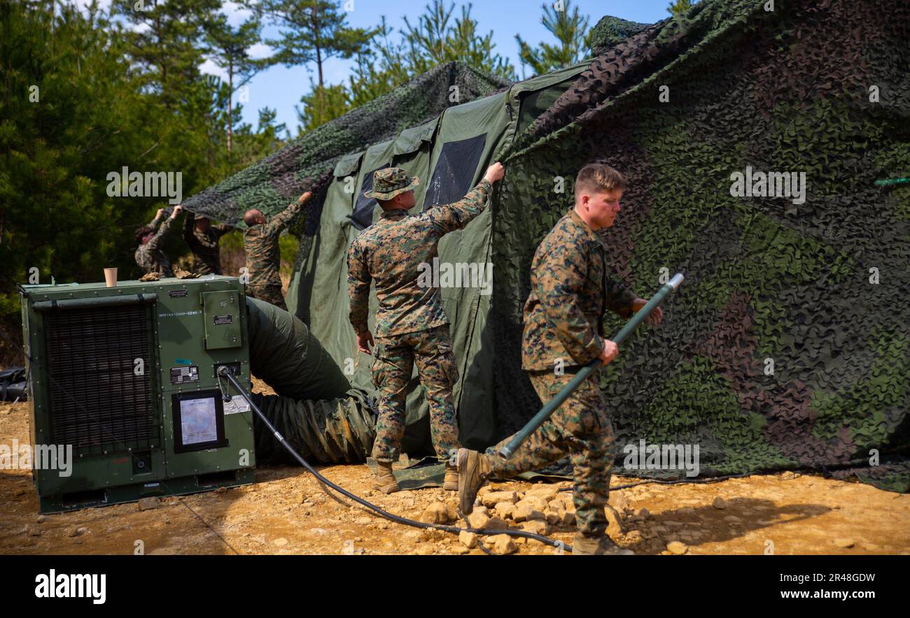 U.S. Marines with Marine Wing Support Squadron (MWSS) 171, apply ...