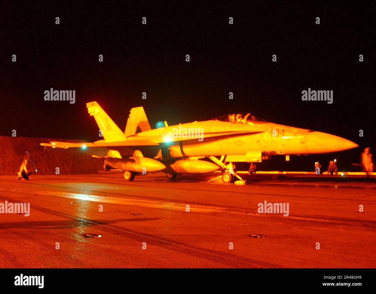 US Navy F-A-18 Hornet night launch Stock Photo - Alamy