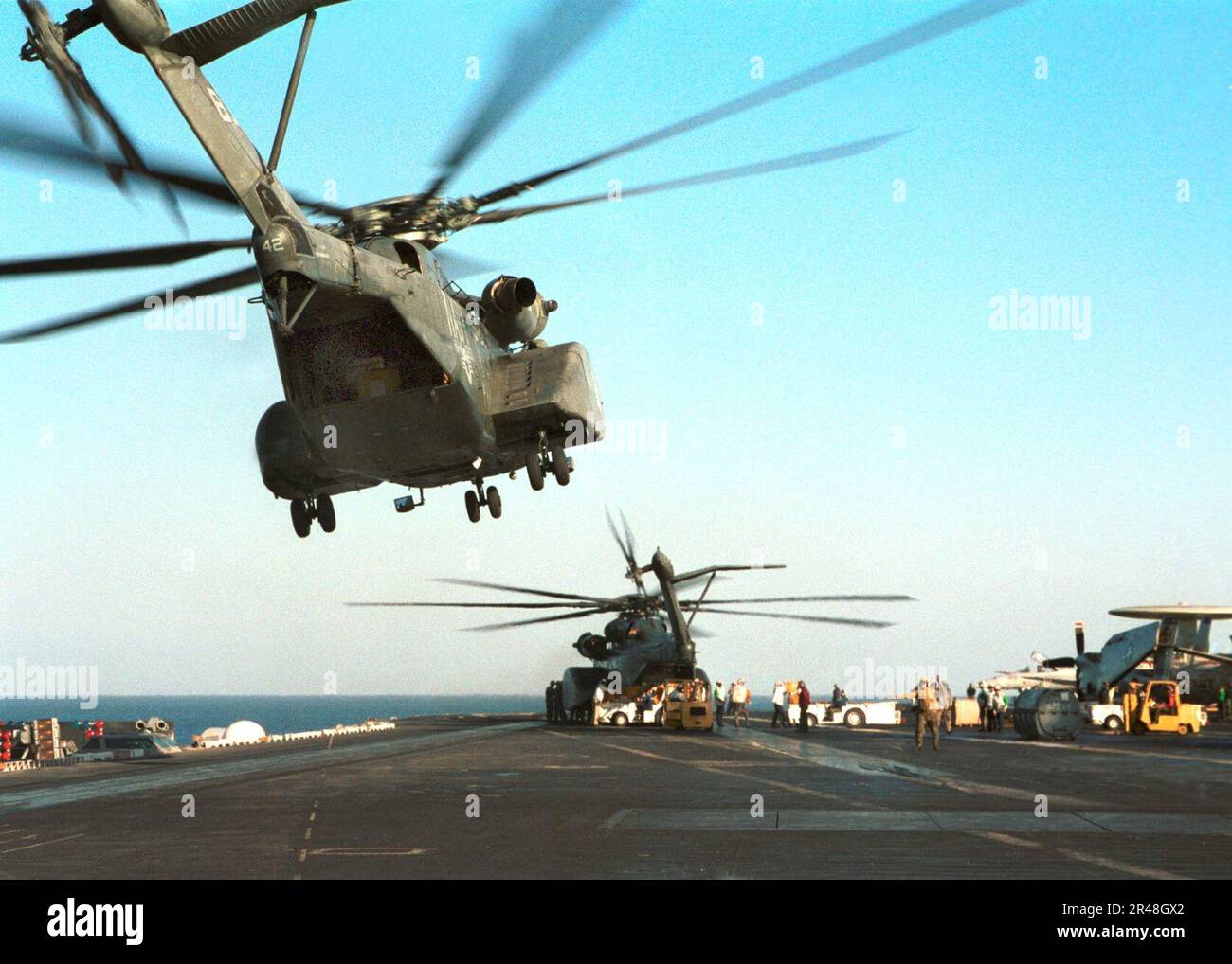US Navy CH-53 launches from CVN 71 flight deck Stock Photo - Alamy