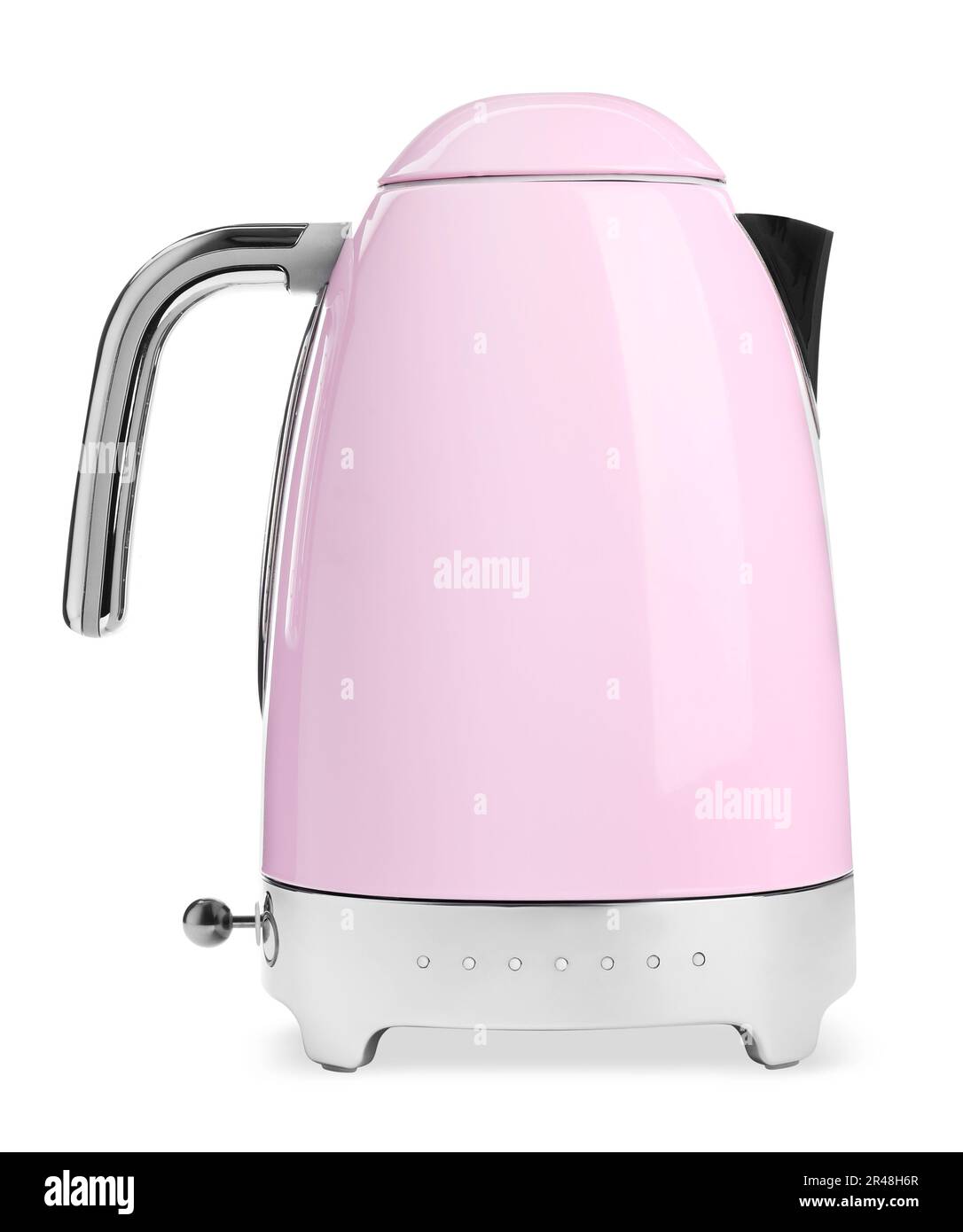 Modern pink electric kettle with base isolated on white Stock Photo - Alamy