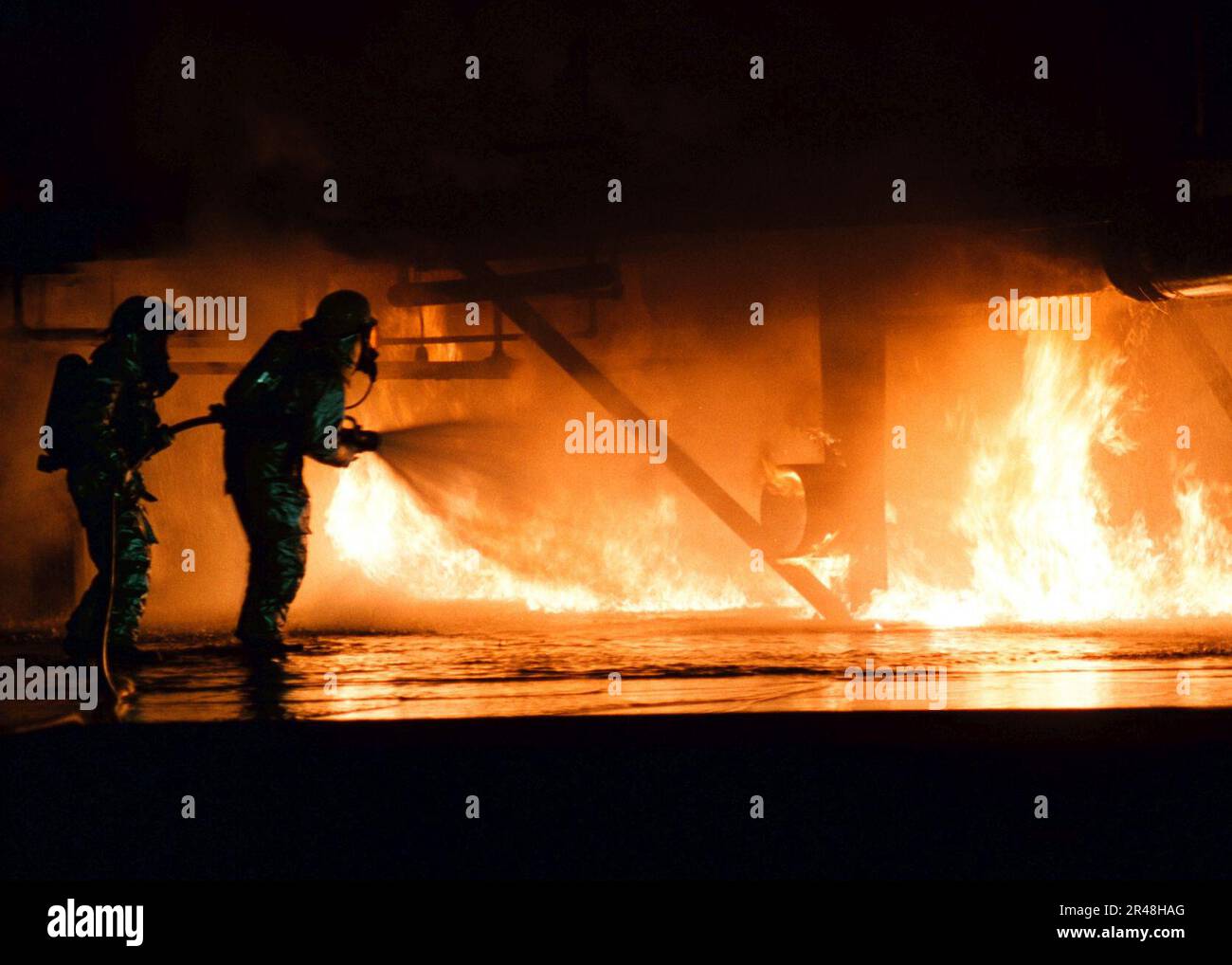 US Navy Firefighter training aboard NAS Whidbey Island, WA Stock Photo ...