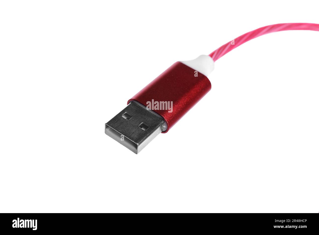 Type A connector of red USB cable isolated on white Stock Photo - Alamy