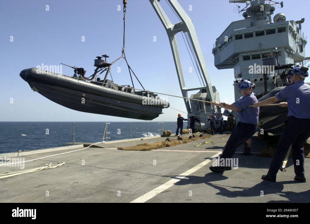 US Navy U.S. N avy RHIB boat aboard HMS Illustrious Stock Photo - Alamy
