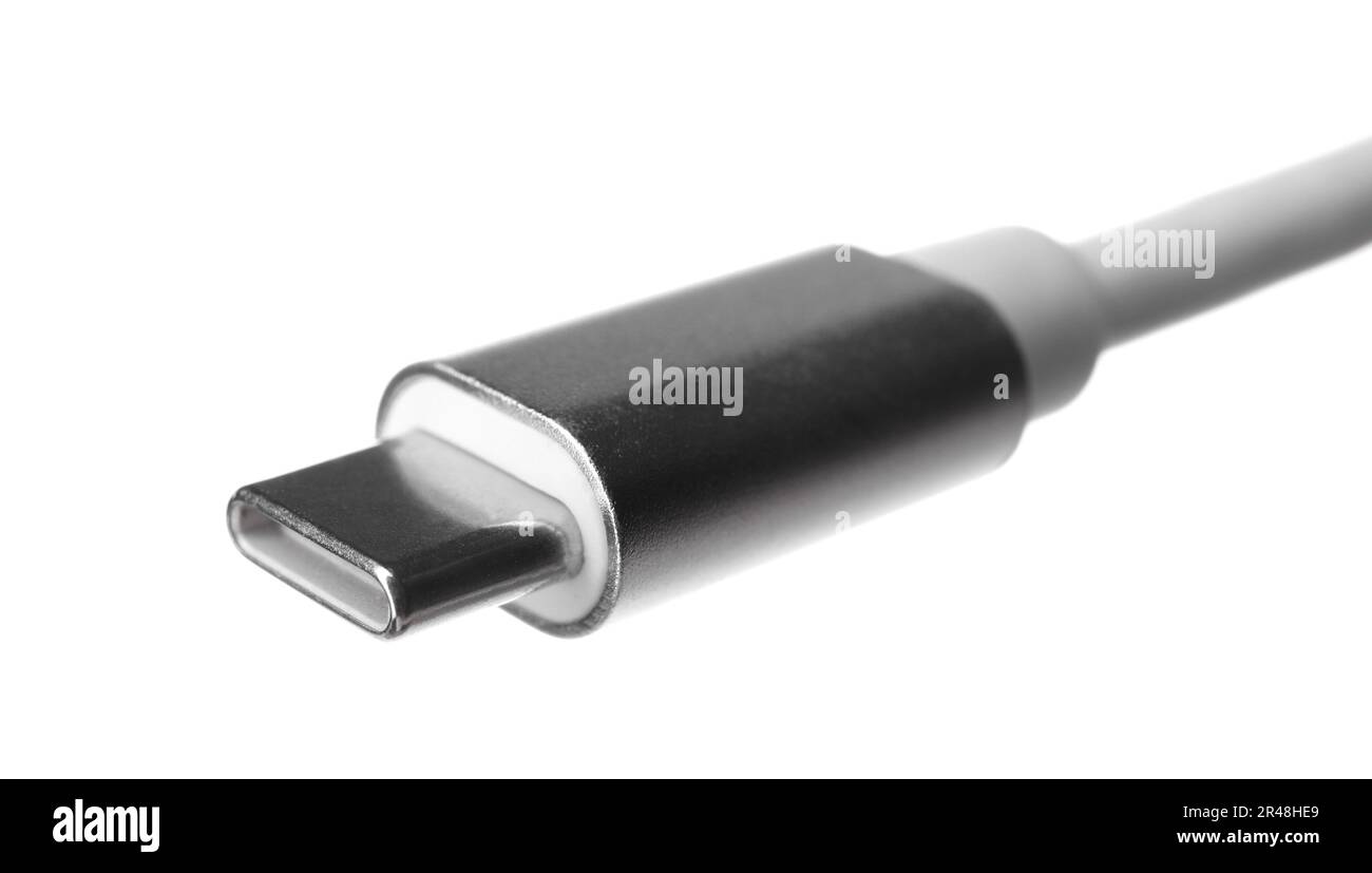 USB type C cable isolated on white. Modern technology Stock Photo - Alamy