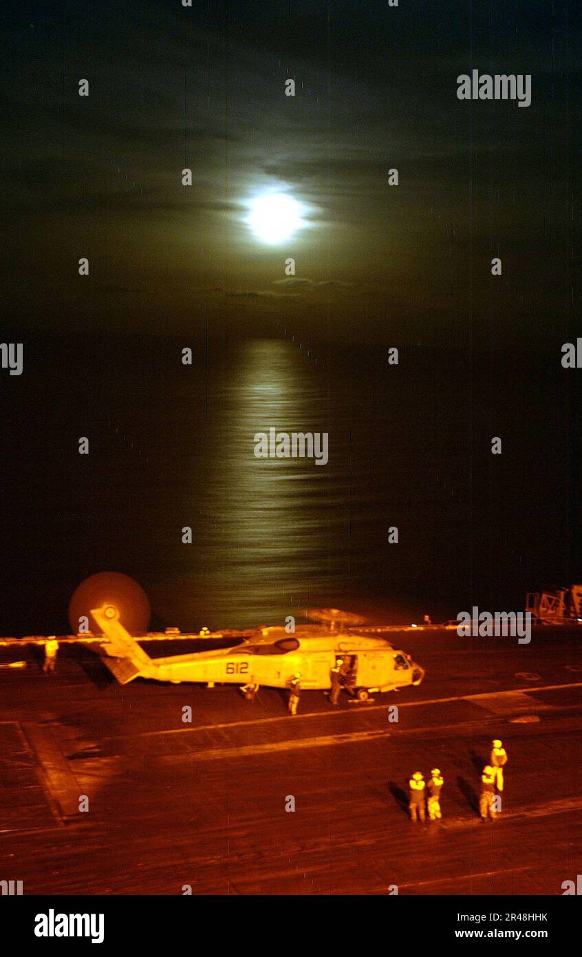 US Navy Plane Guard refuels on flight deck CVN 74 Stock Photo - Alamy