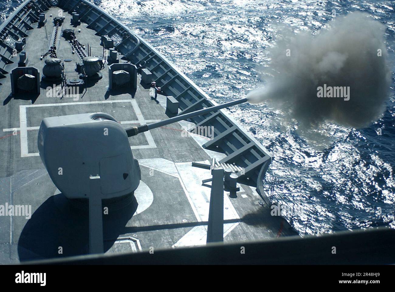 US Navy Gunnery Exercise at Sea Stock Photo - Alamy