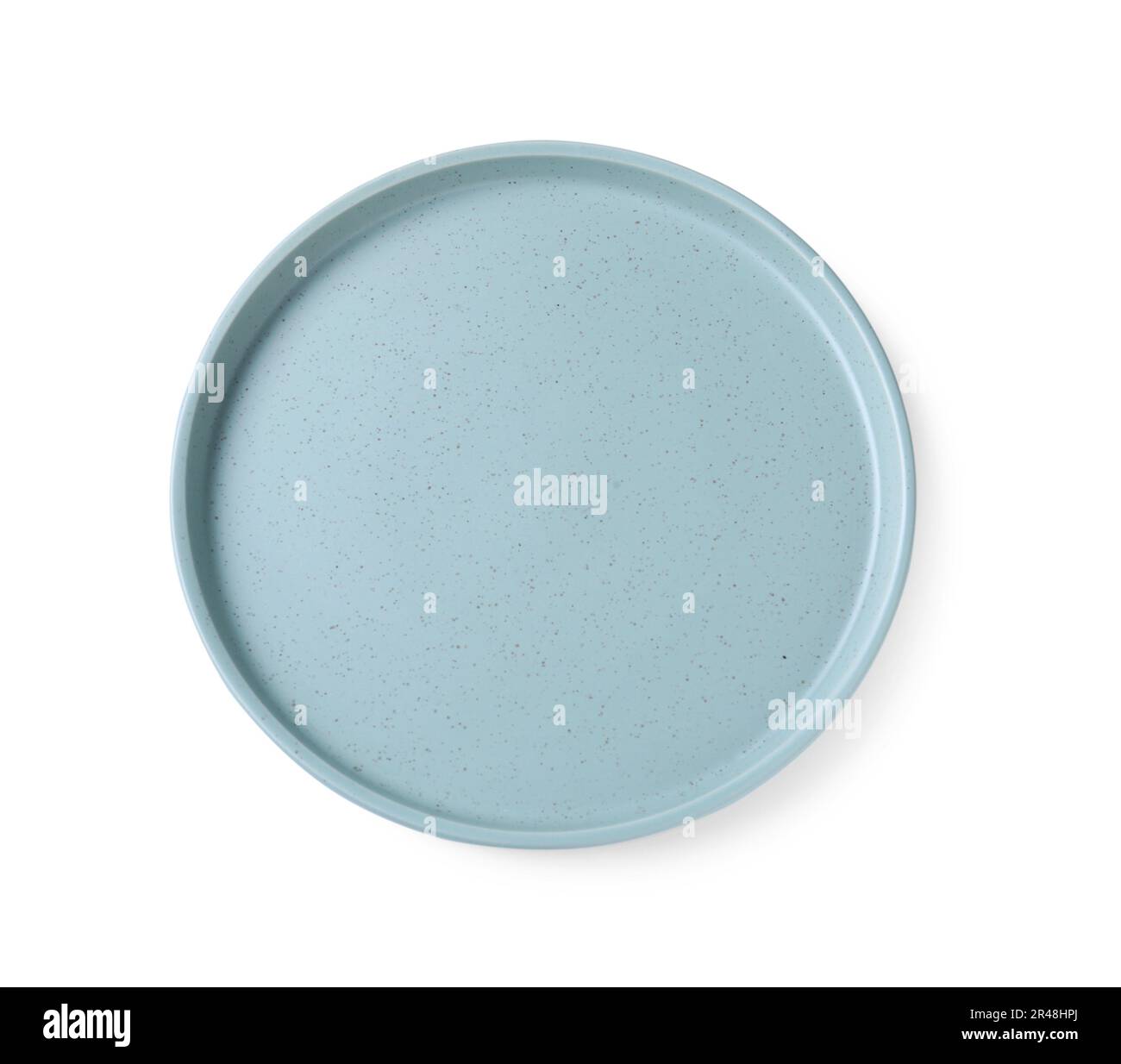 Empty color ceramic plate isolated on white, top view Stock Photo - Alamy