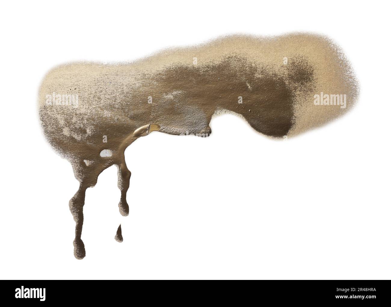 Spot of golden spray paint on white background Stock Photo - Alamy