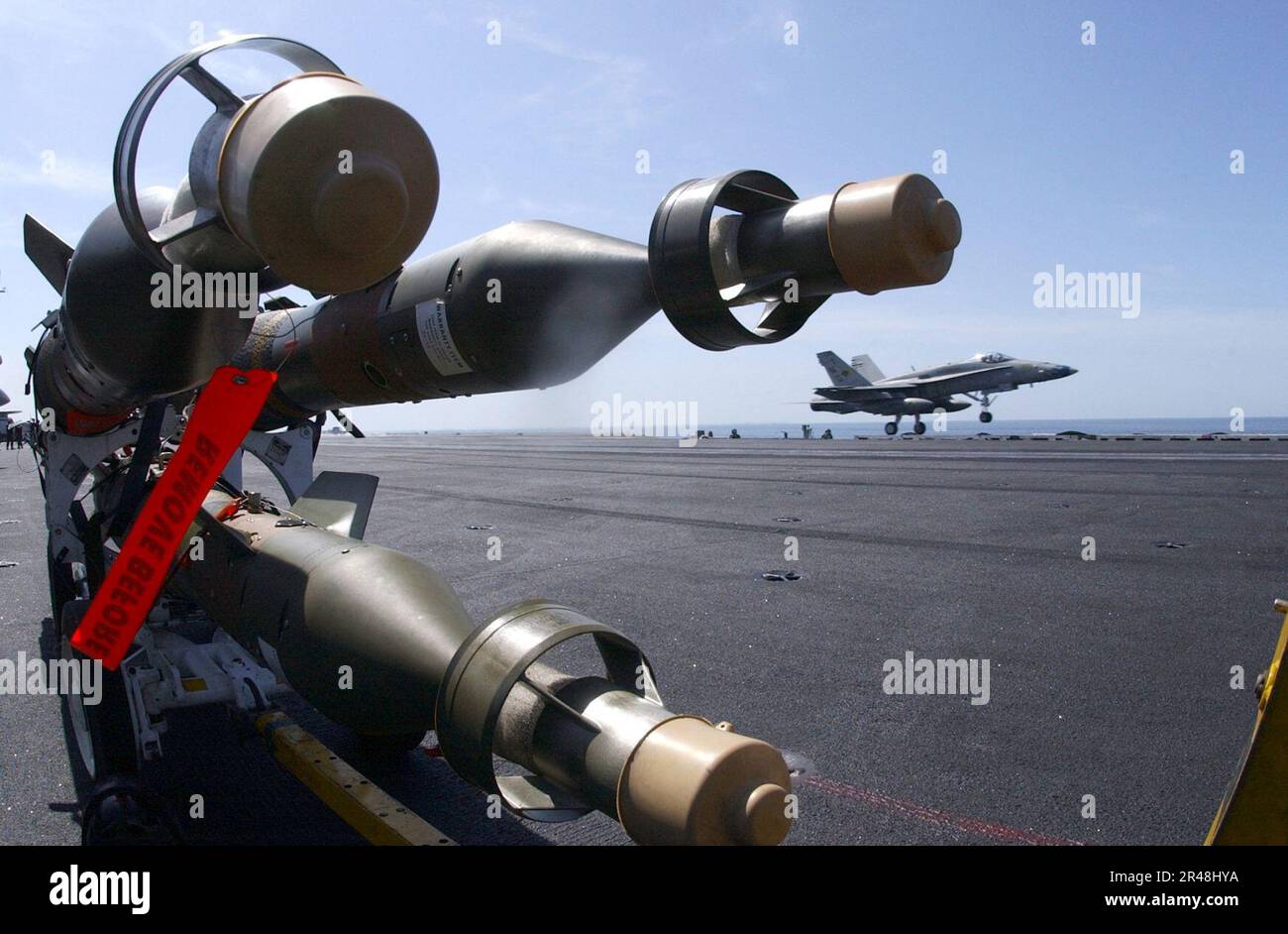 US Navy Bombs ready on flight deck Stock Photo - Alamy