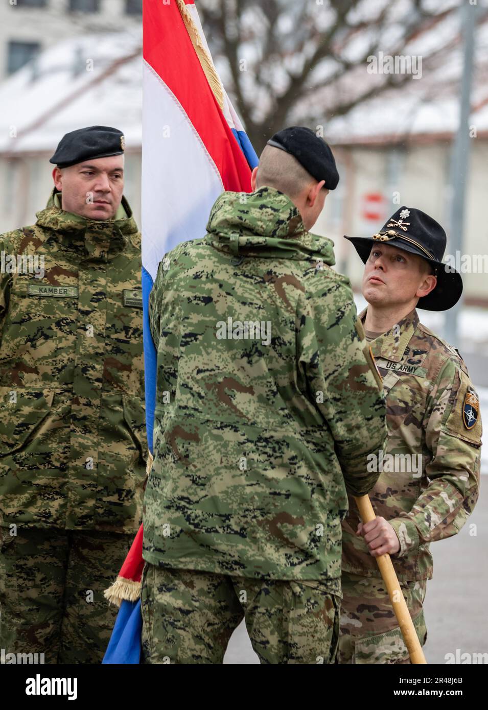 Croatian army Maj. Nenad Vecenaj, outgoing commander of the 10th ...