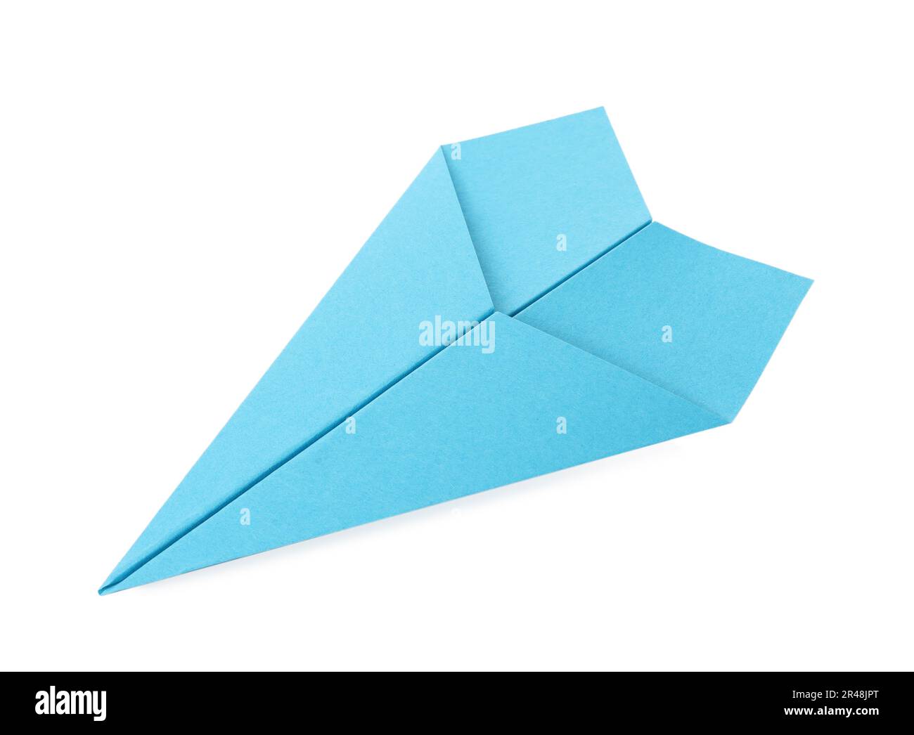 Handmade light blue paper plane isolated on white Stock Photo - Alamy