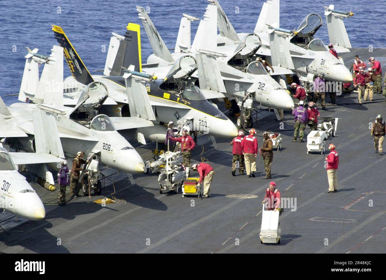 US Navy USS Kitty Hawk - fighter aircraft preparations Stock Photo - Alamy
