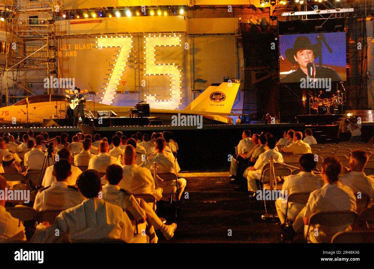 US Navy USS Truman - Clint Black rehearses Stock Photo - Alamy