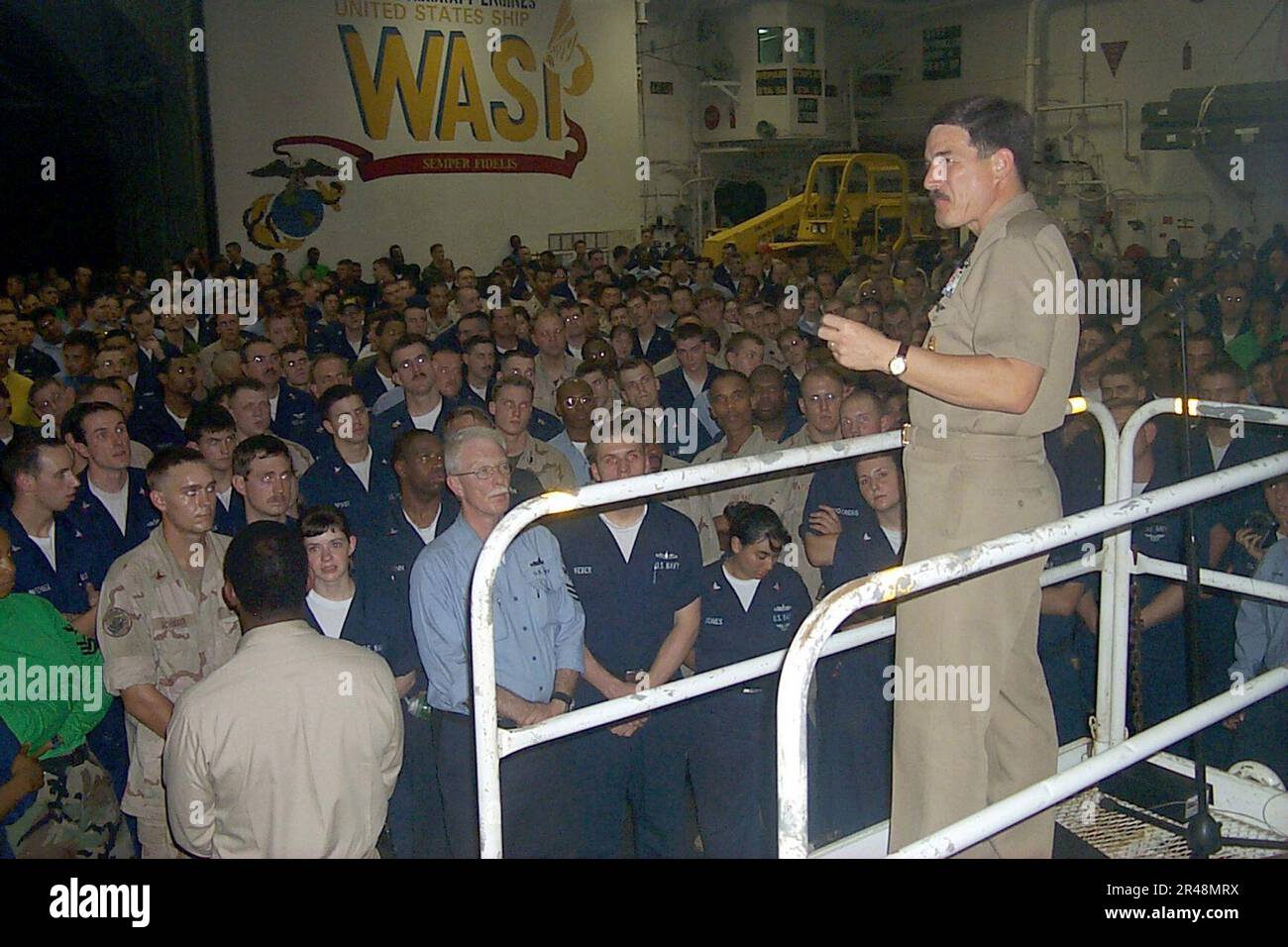 US Navy MCPON aboard USS Wasp, June 11, 2002 Stock Photo - Alamy